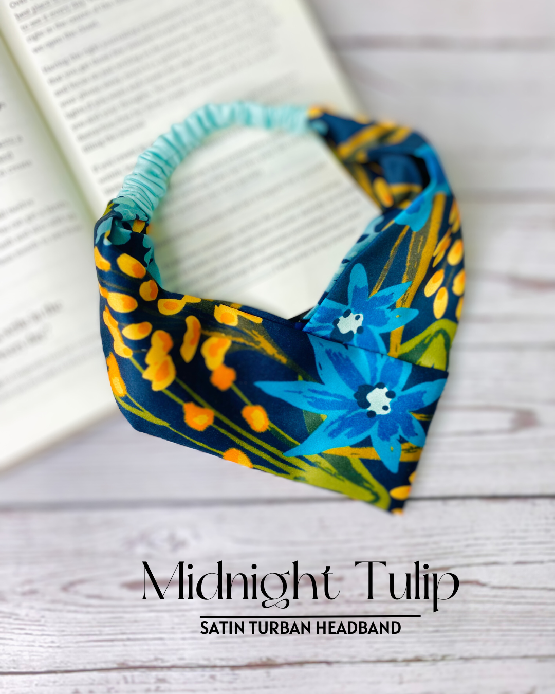 MIDNIGHT TULIP - SATIN TURBAND HEADBAND – Label Bombae